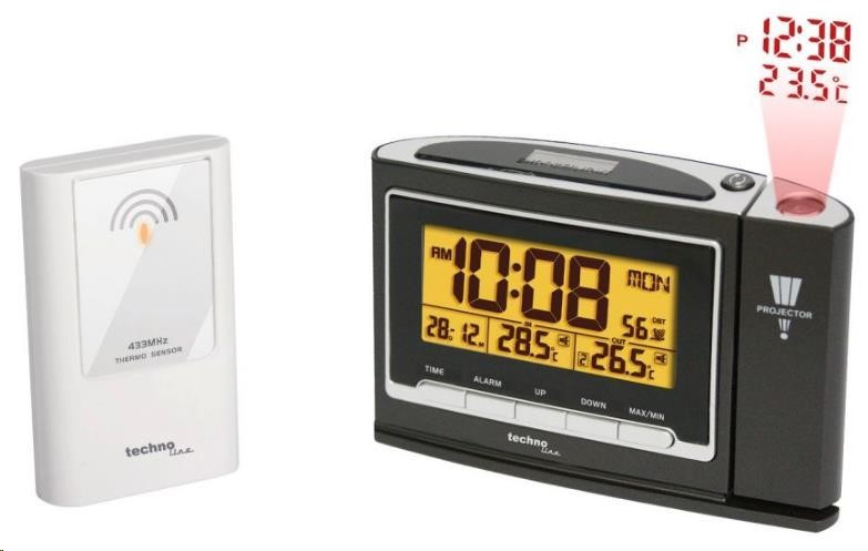 TechnoLine WT 529 - digitaler Wecker mit Projektion und Funksensor ...